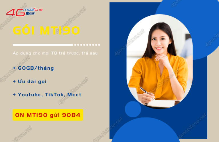 Gói cước MT190 MobiFone 60GB, Youtube, TikTok cho mọi sim